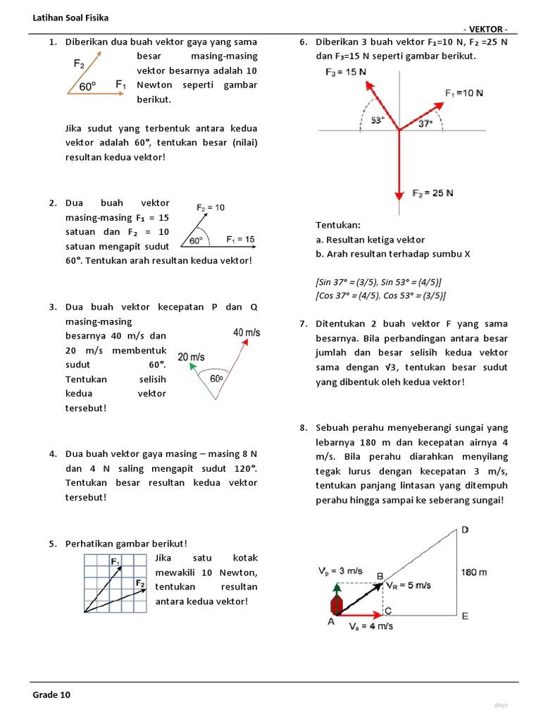 Grade 10 - Fisika - Latihan Soal Vektor | PDF