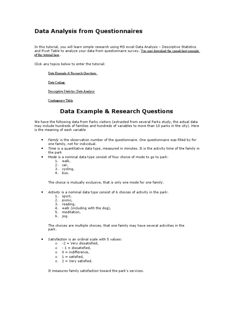 Data Analysis From Questionnaires | Chi Squared Distribution ...