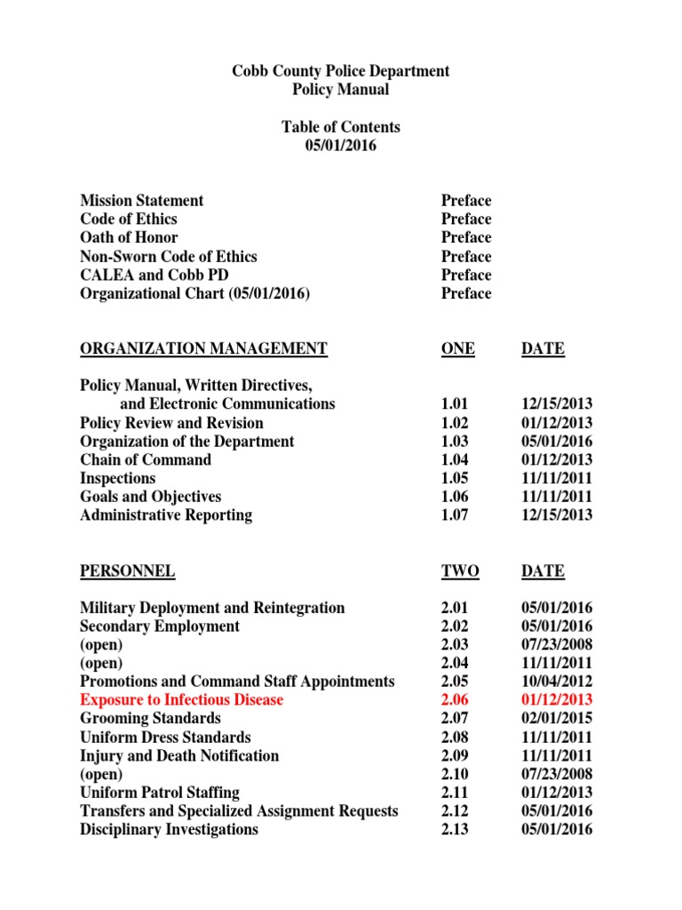Cobb County Police Department Policy Manuel | PDF | Police | Legal Action