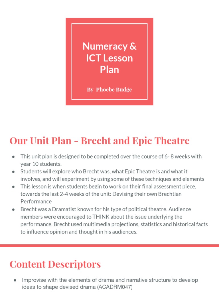 Numeracy & ICT Lesson Plan: by Phoebe Budge | PDF