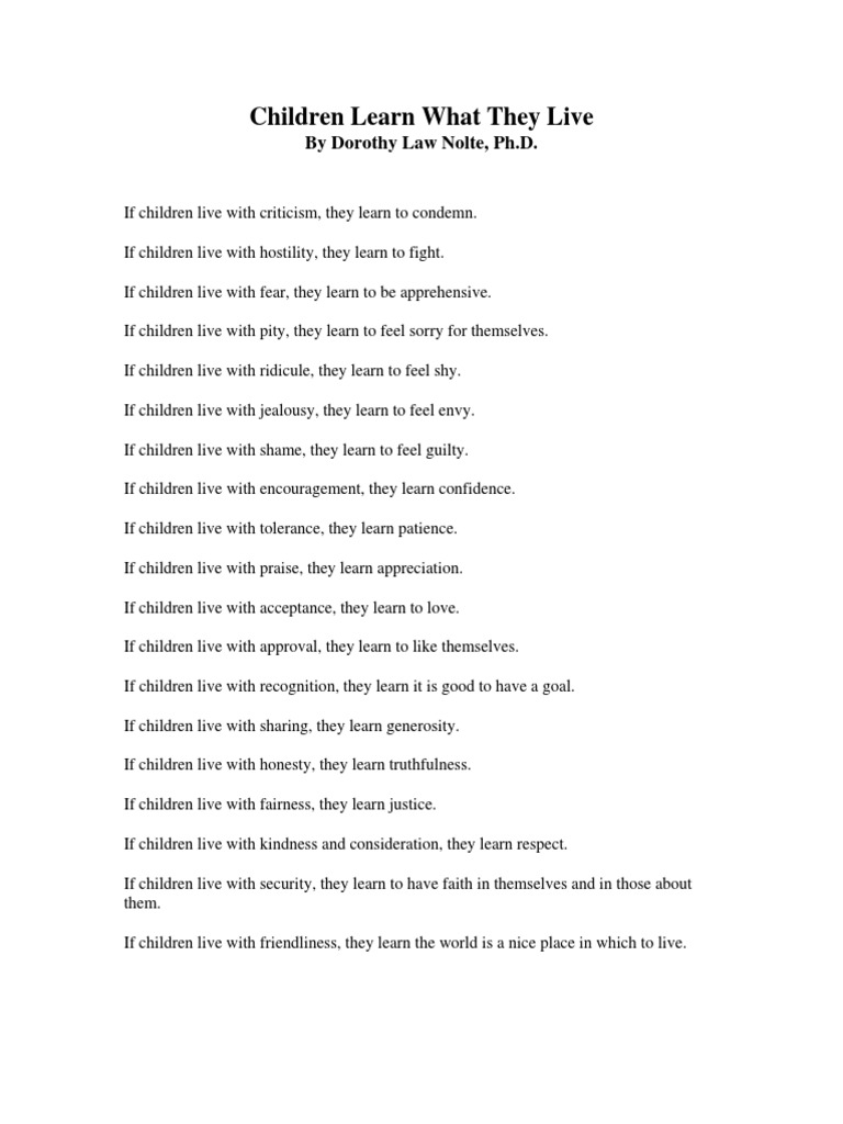 Children Learn What They Live PDF | PDF