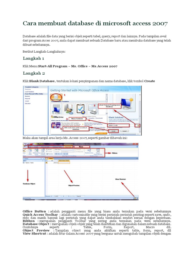 Cara Membuat Database Di Microsoft Access 2007 | PDF