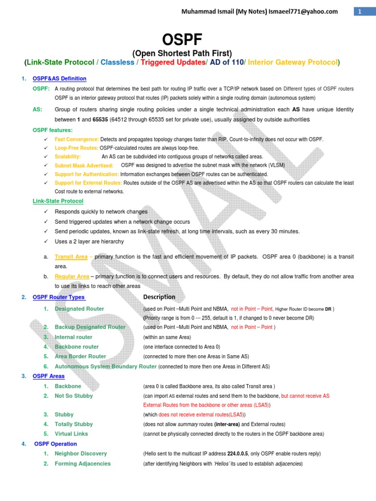 OSPF - Quick Referce Ismail | PDF | Router (Computing) | Networking Standards