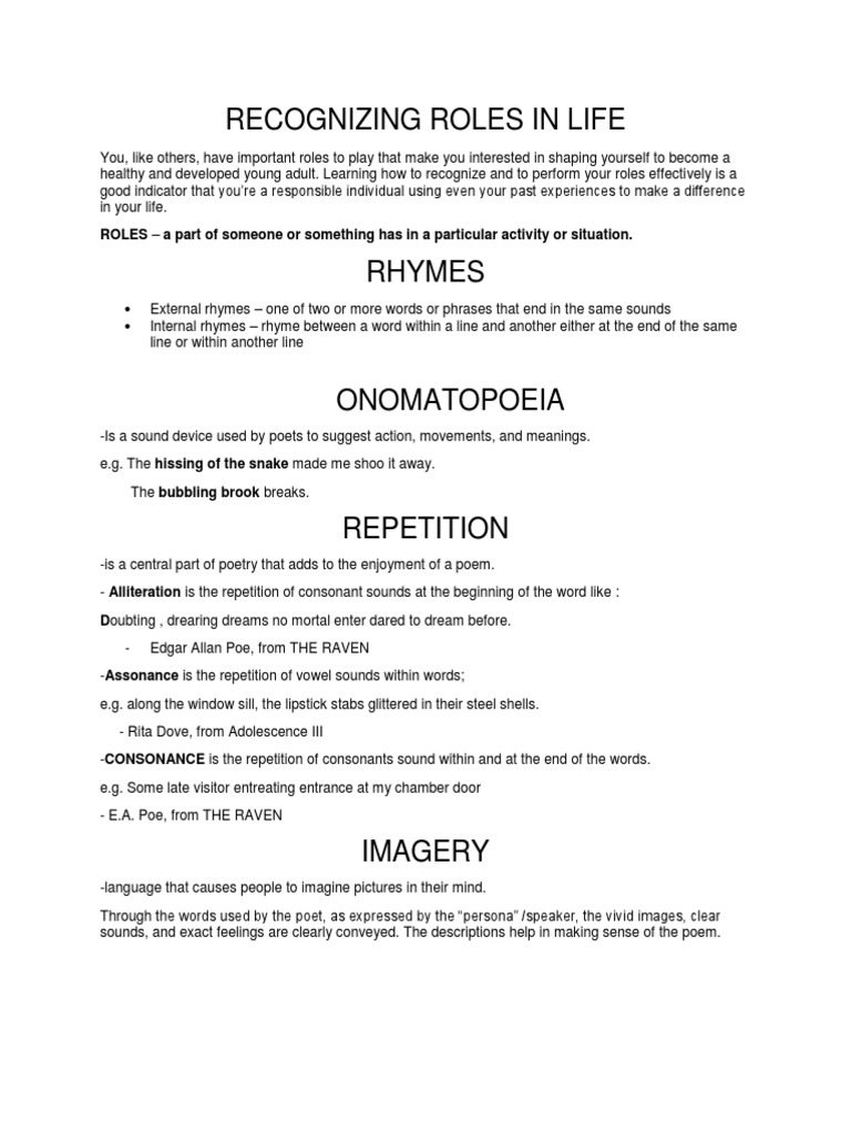 Recognizing Roles in Life | PDF | Punctuation | Poetry