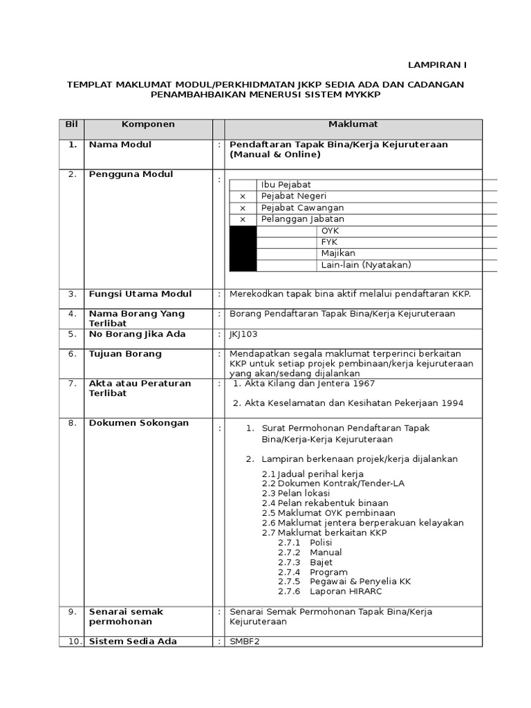 Template MyKKP (Pendaftaran Tapak Bina) | PDF