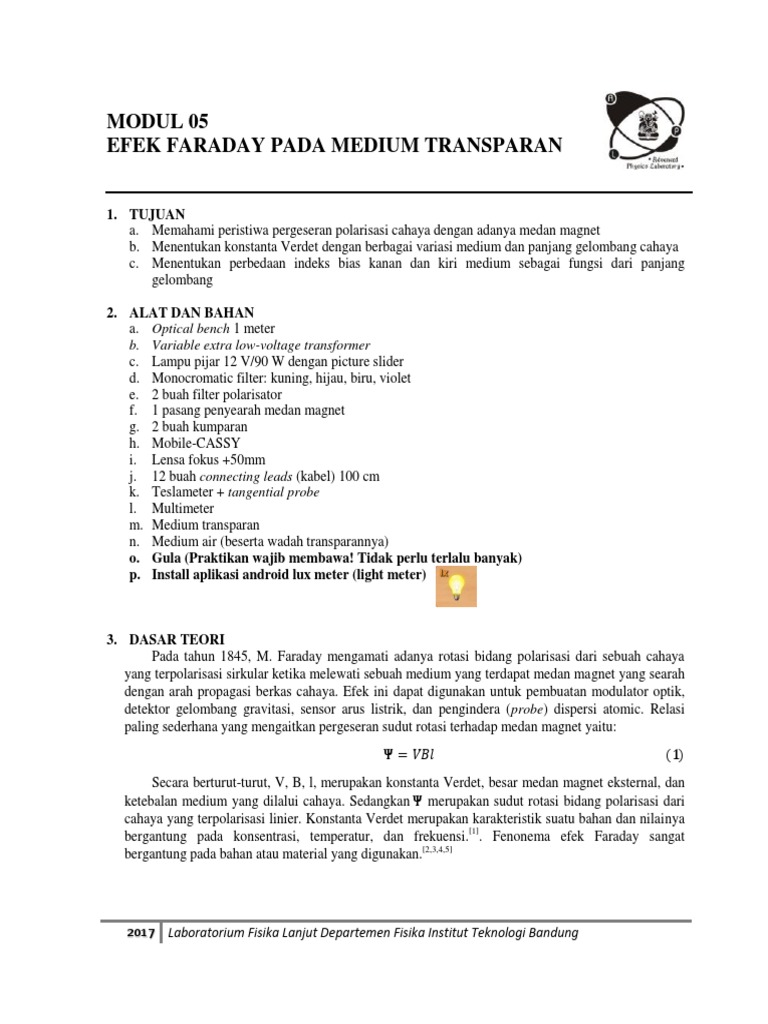 Modul 05 - Efek Faraday PDF | PDF