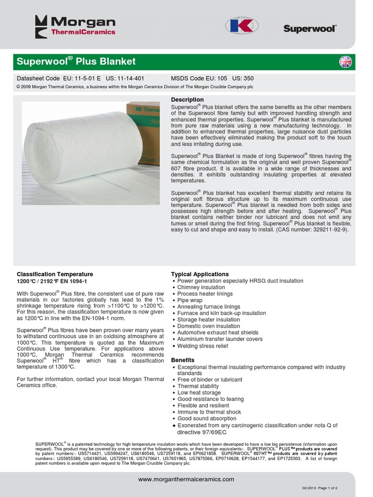 4 Superwool Plus Blanketenglish PDF | PDF | Thermal Insulation | Furnace