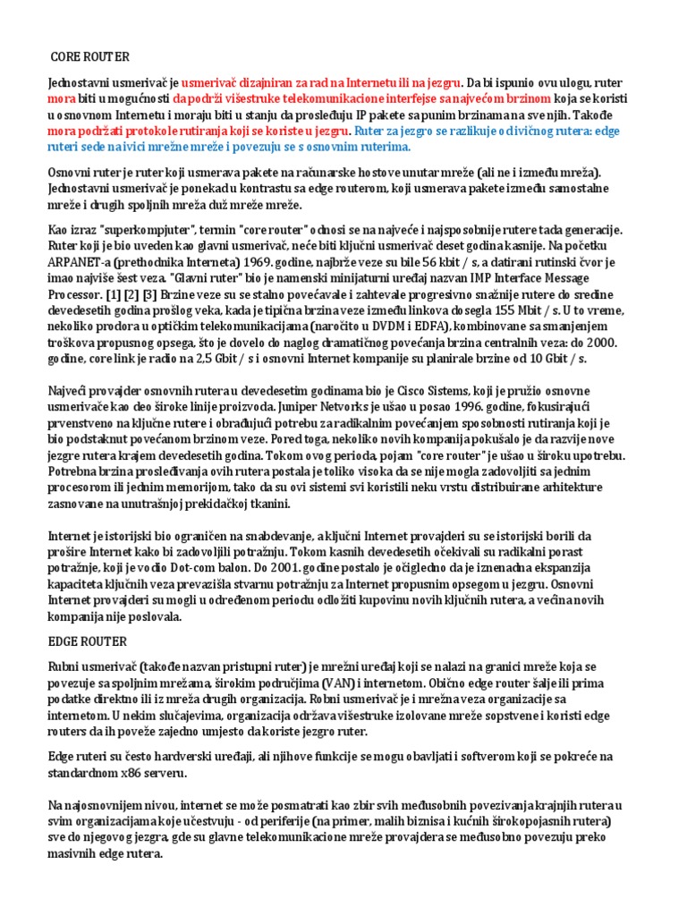 Ruter Za Jezgro Se Razlikuje Od Ivičnog Rutera: Edge Ruteri Sede Na ...
