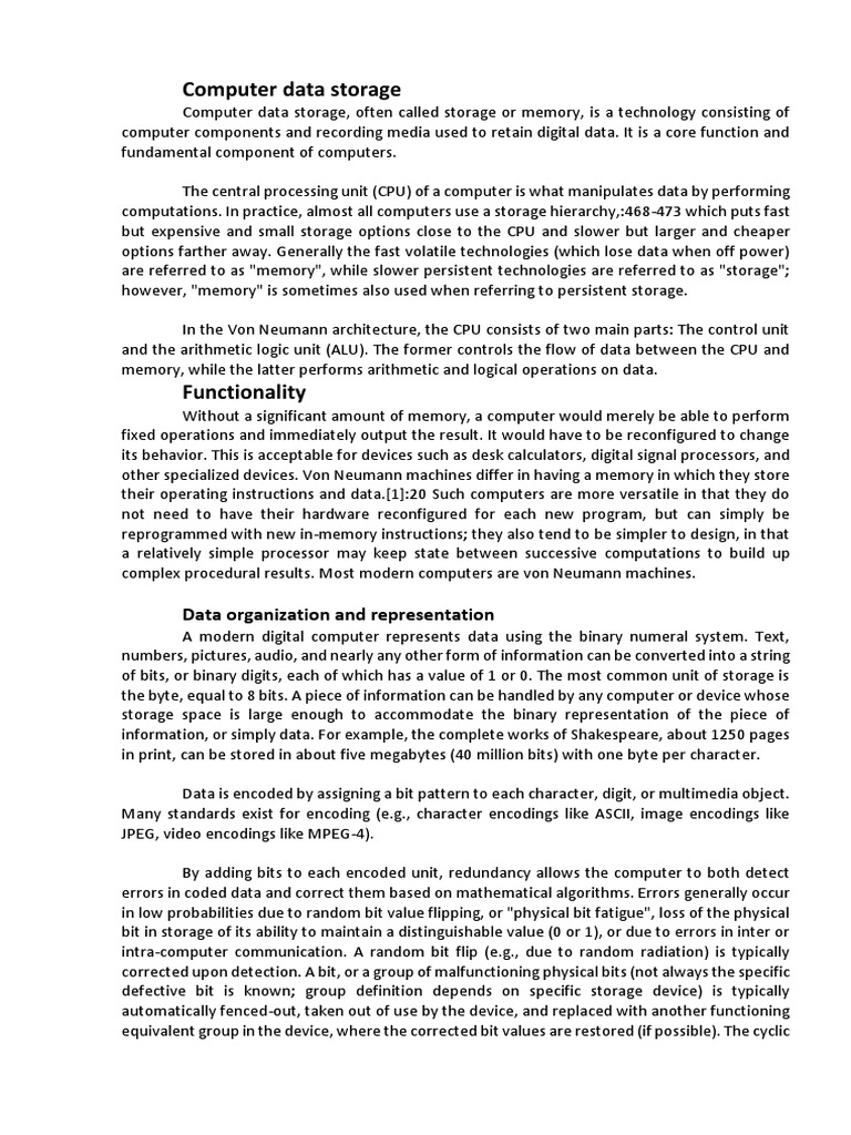 Computer Data Storage Pdf Computer Data Storage Random Access Memory