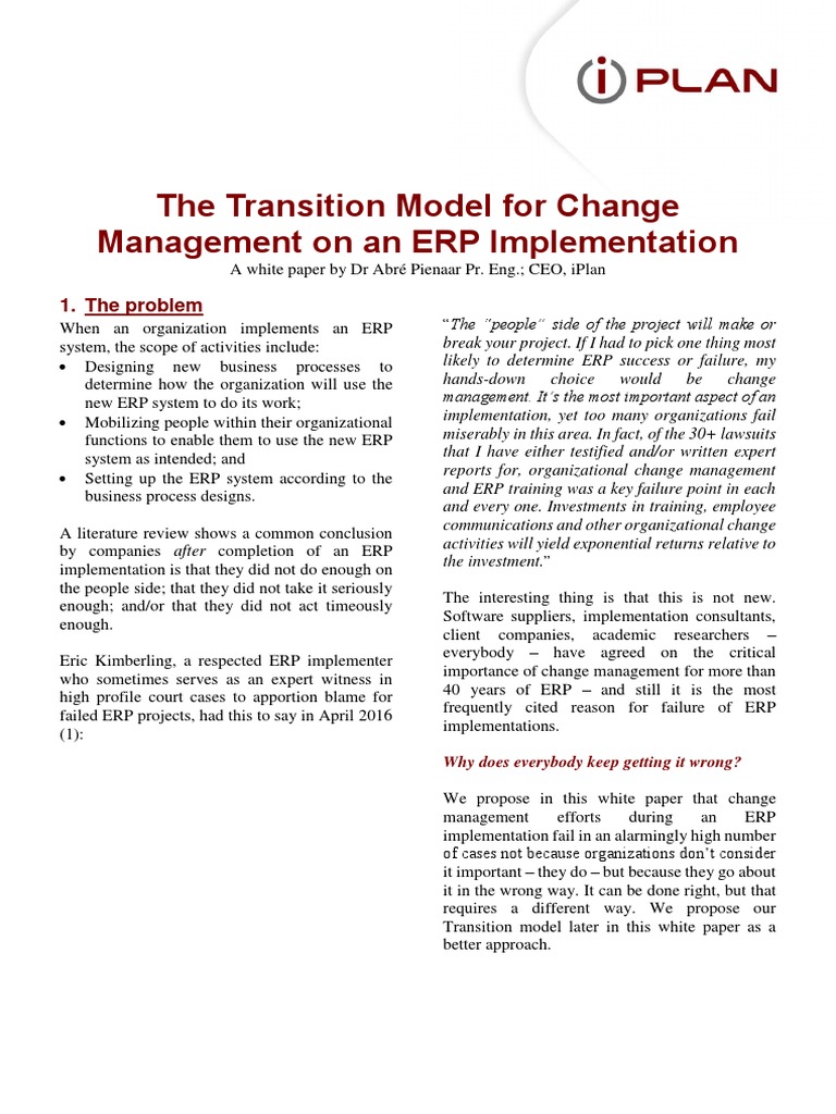 ERP Implementation | PDF | Change Management | Enterprise Resource Planning