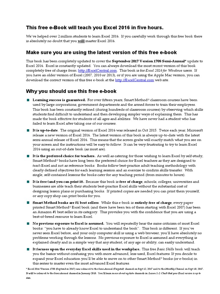 Excel 2016 Basic Skills Complete Ebook | PDF | Microsoft Excel | Memory