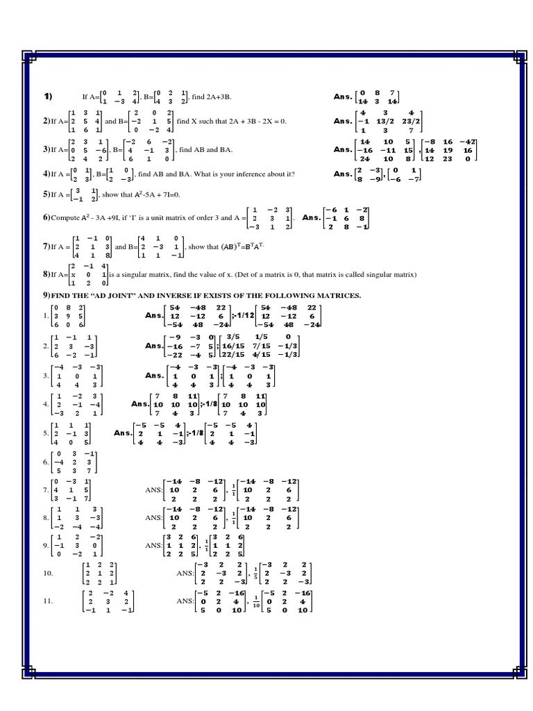 Matrix Operations and Equation Solutions | PDF | Matrix (Mathematics ...