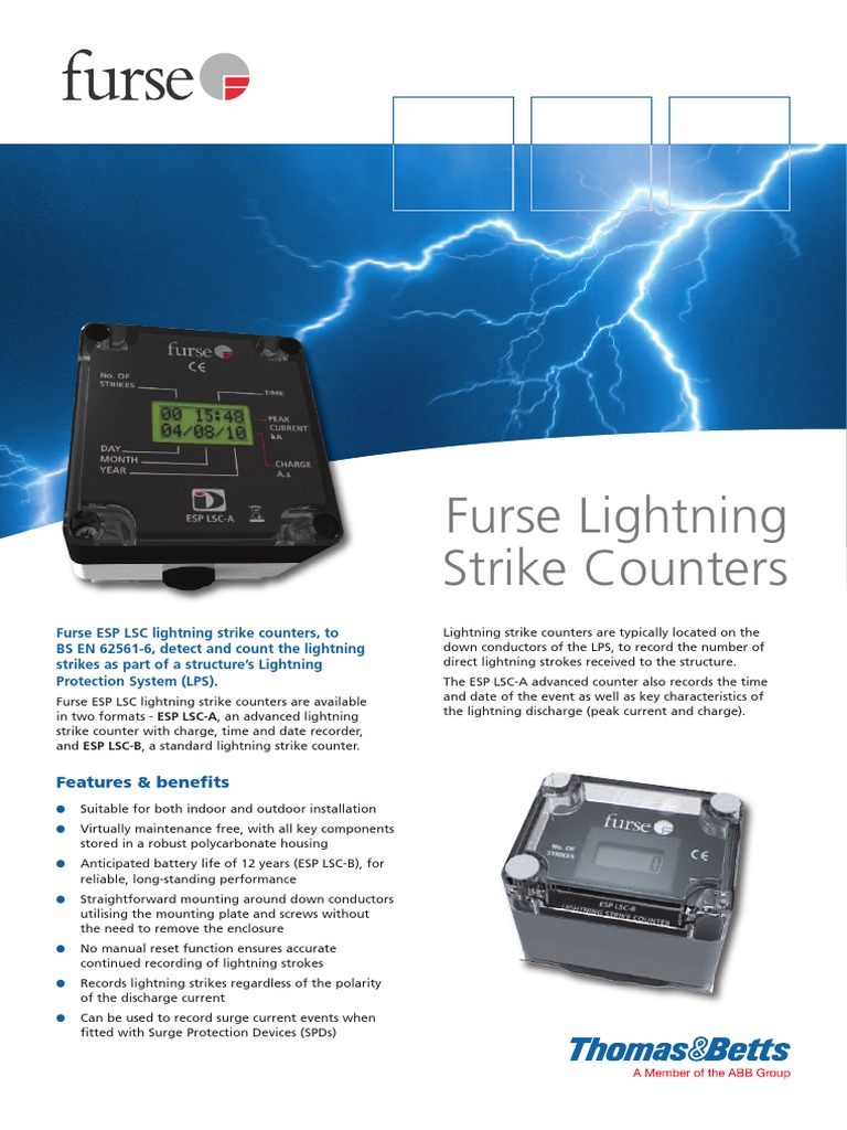 Furse Lightning Strike Counters: Features & Benefits | PDF | Lightning ...