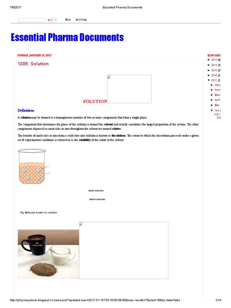 Essential Pharma Documents: 1205: Solution | PDF | Solution | Solubility