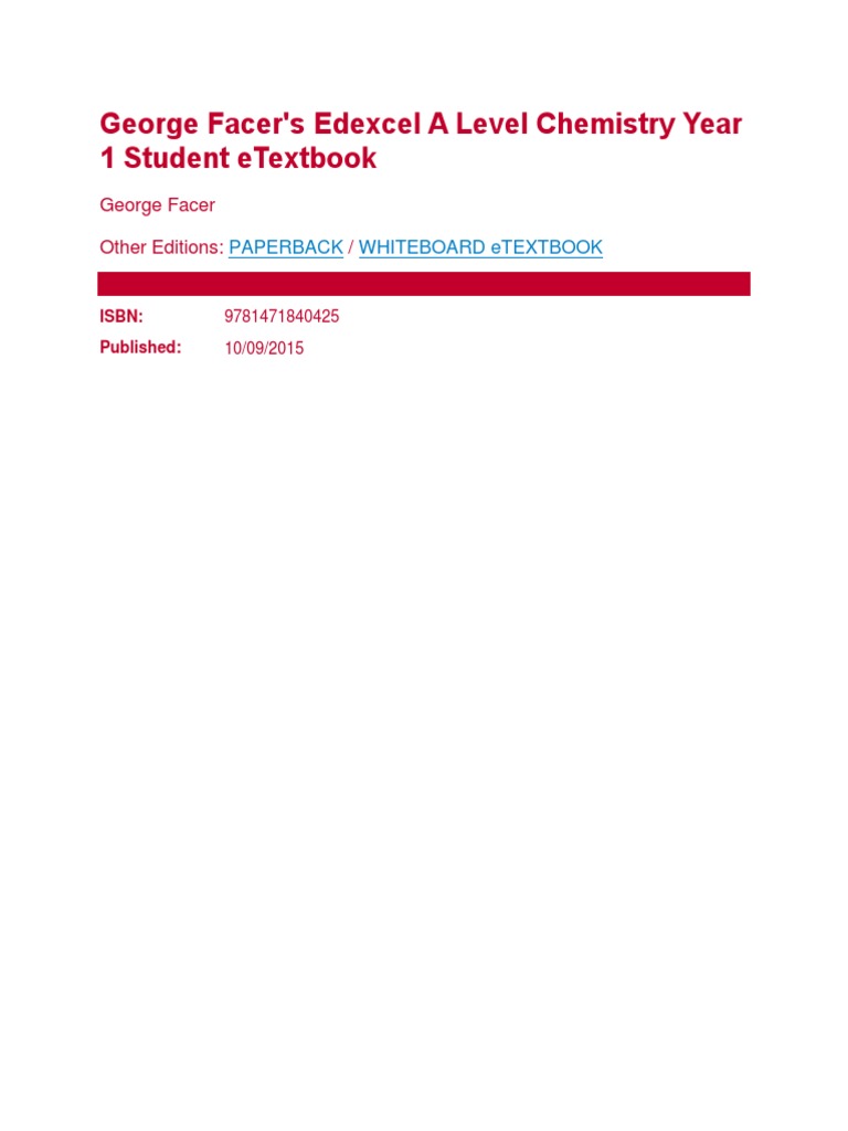 George Facer's Edexcel A Level Chemistry Year 1 Student ETextbook | PDF ...