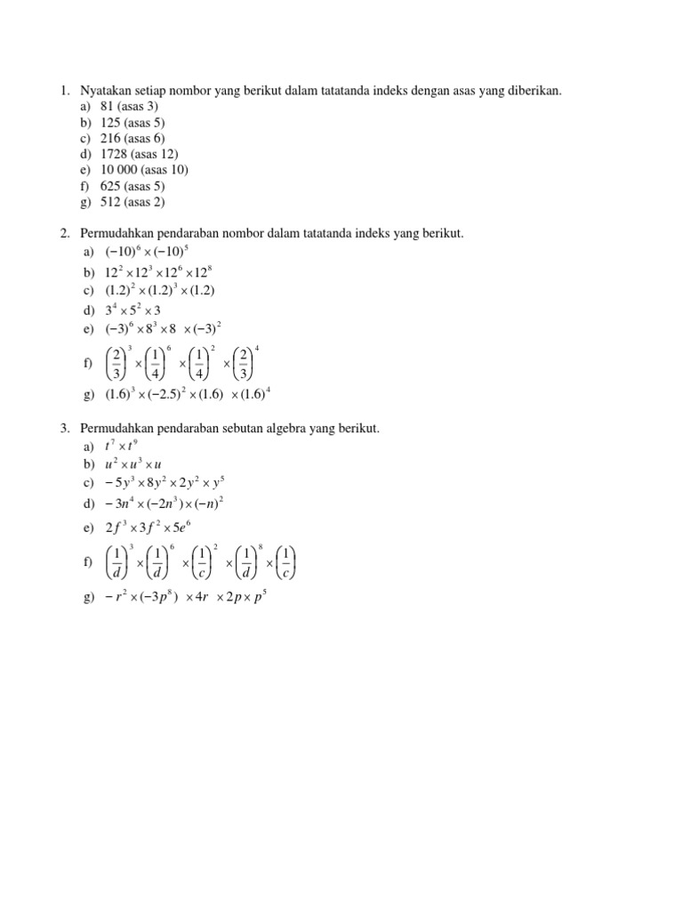 Latihan Indeks dan Algebra | PDF | Komputer