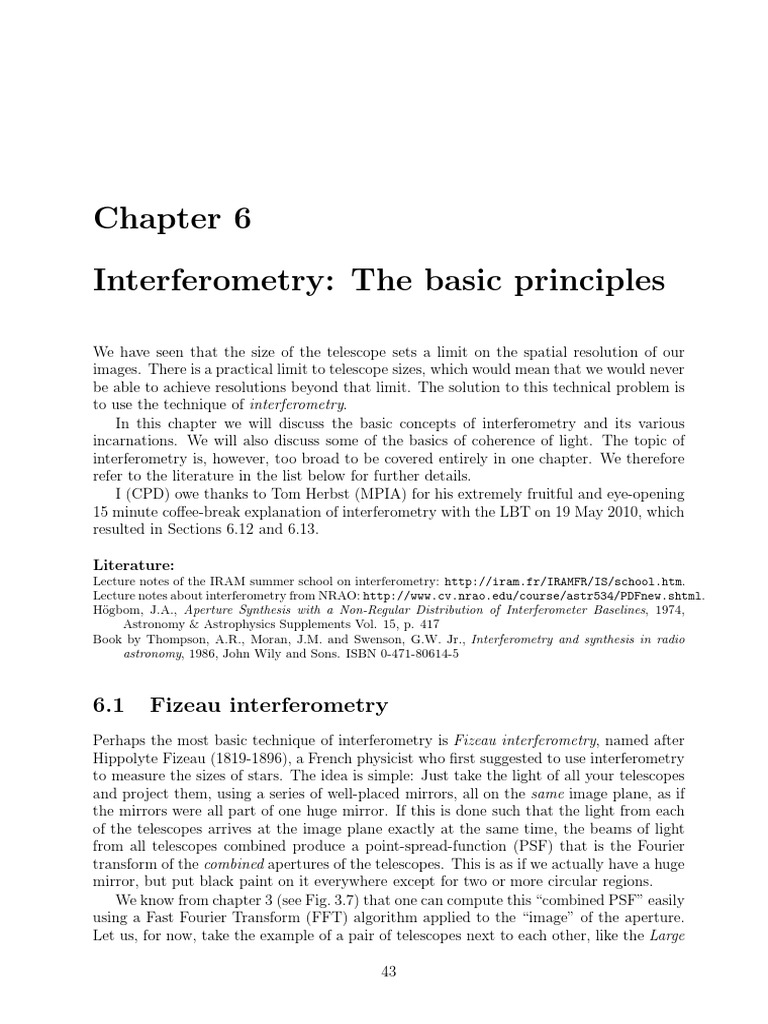 Chapter Interferometry | PDF | Coherence (Physics) | Interferometry