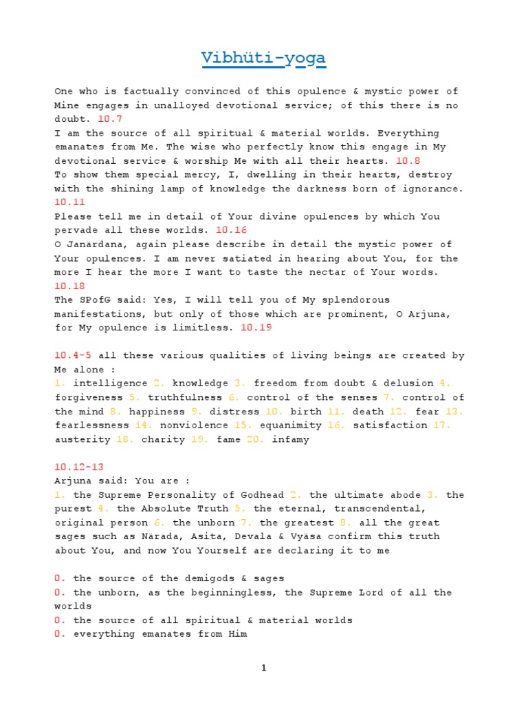 Vibhuti-Yoga List From Bhagavad-Gita's Chapter 10 | PDF | Hindu ...