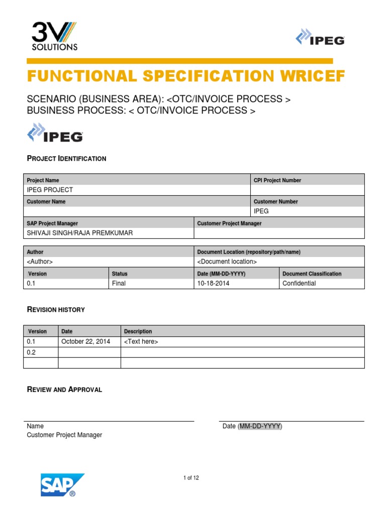 Functional Specification Wricef | Invoice | Business Process