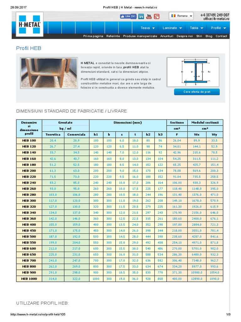 Profil HEB - H Metal - Www.h-Metal | PDF