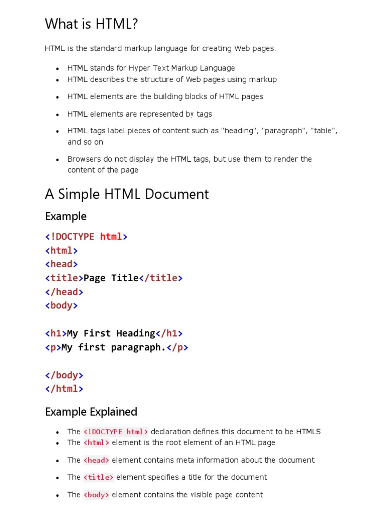 What Is HTML?: Example | PDF