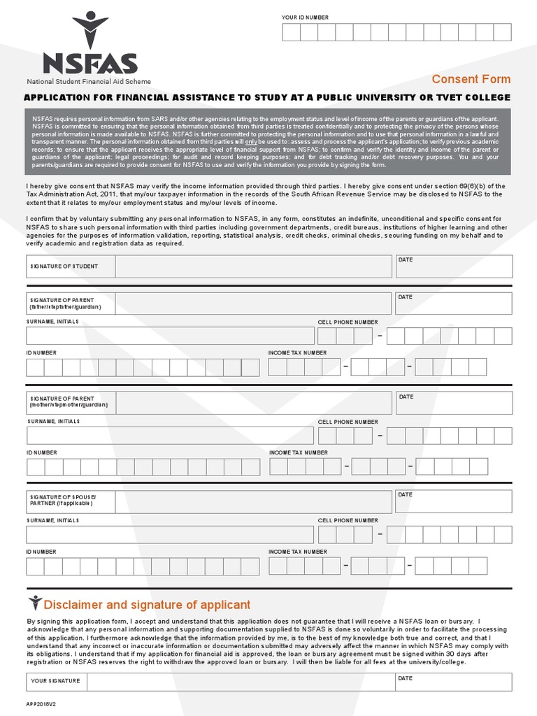 NSFAS2018Applications Consent Form | Taxes | Government
