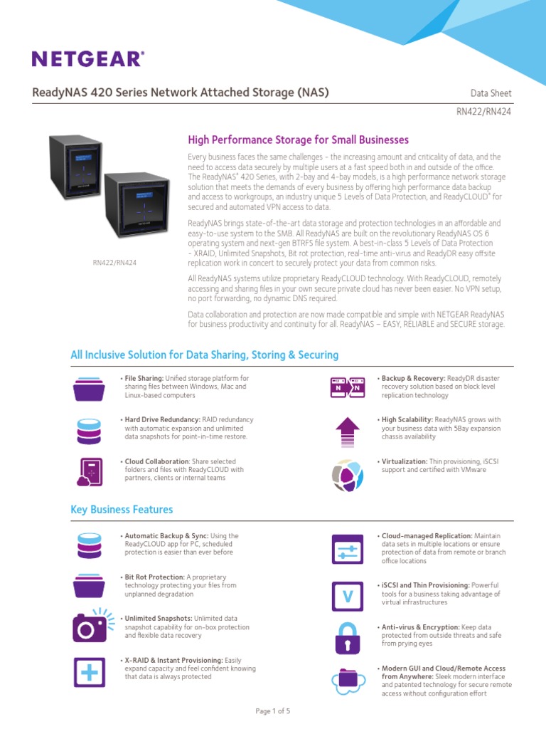 Readynas 420 Series Network Attached Storage (Nas) : High Performance ...