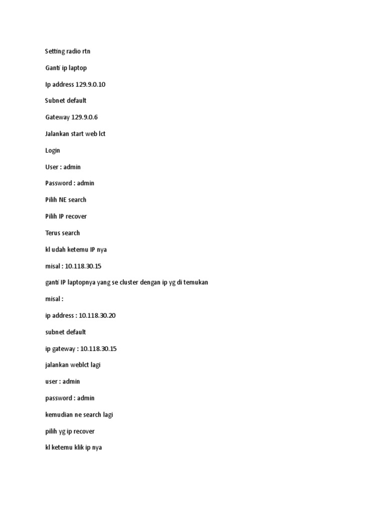 Setting Radio RTN | PDF