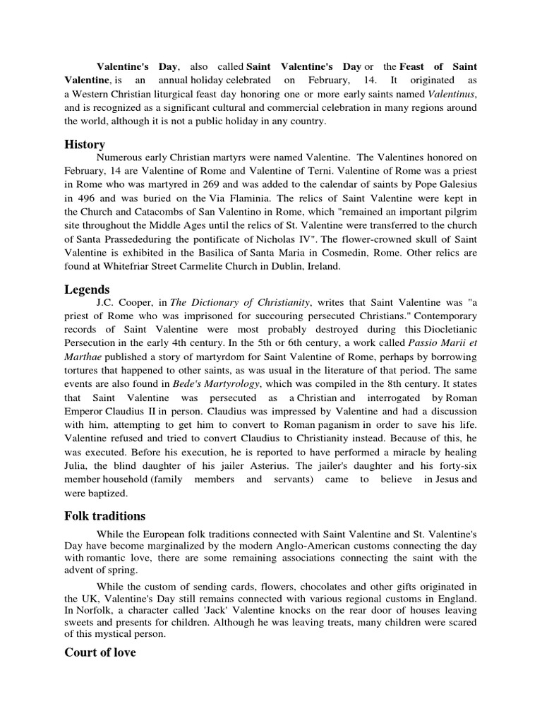 History: Valentine's Day, Also Called Saint Valentine's Day or The ...