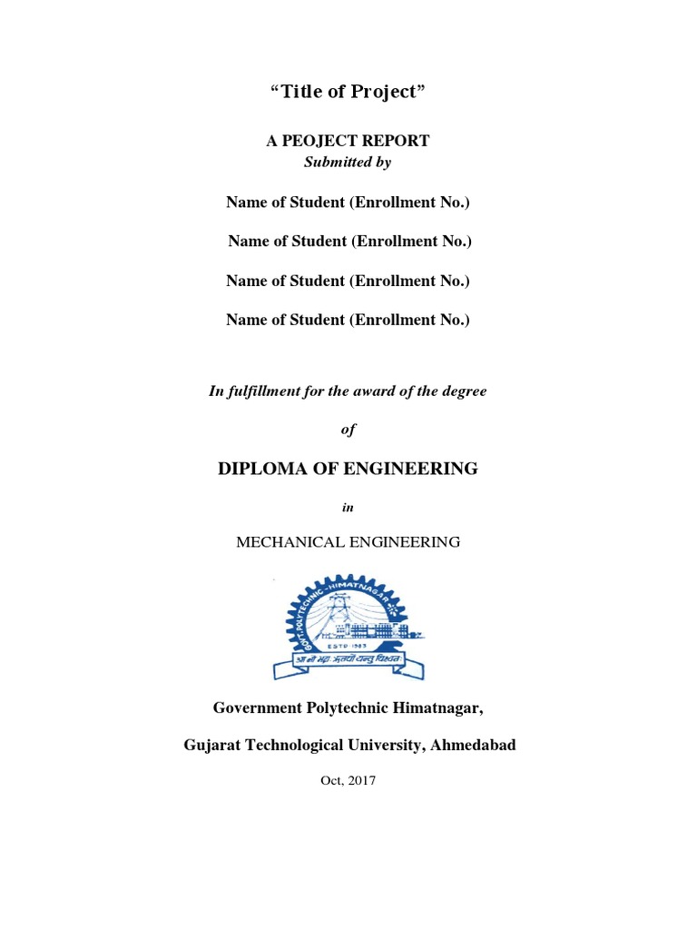 "Title of Project": A Peoject Report | PDF | Diploma | Science And ...