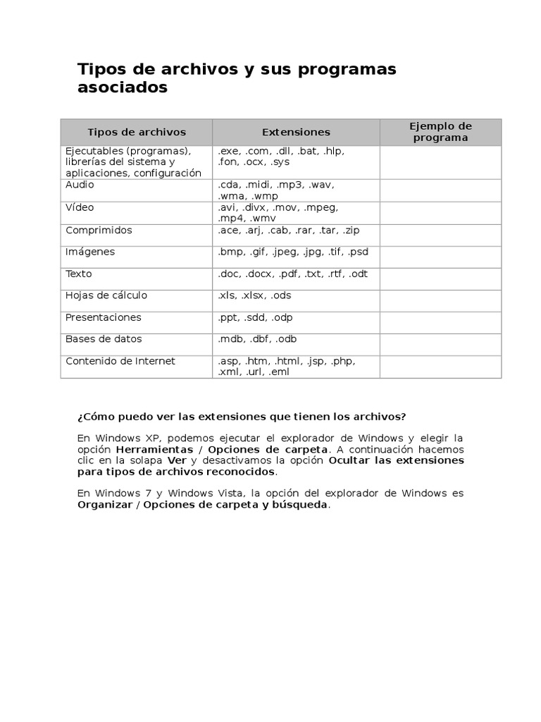 P2 E3 Tiposdearchivos | PDF