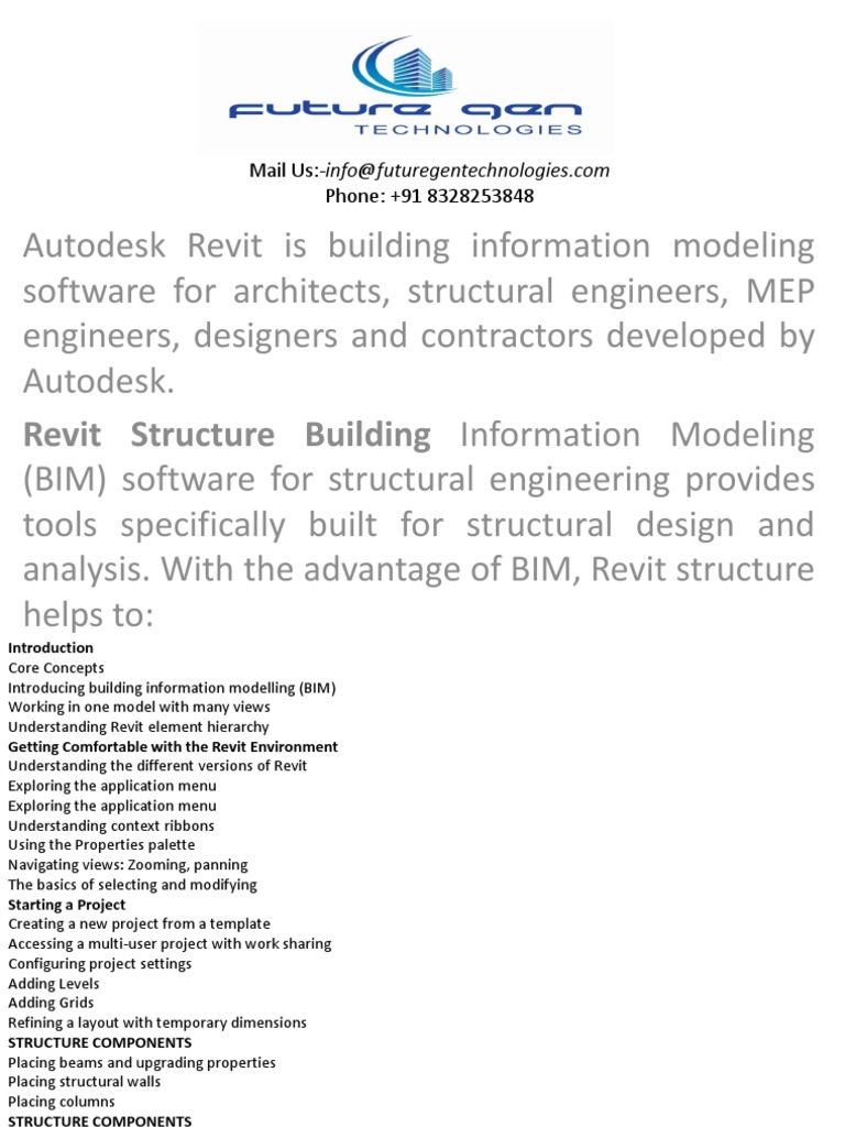 Revit Structure Training In Hyderabad Pdf Autodesk Revit Building Information Modeling
