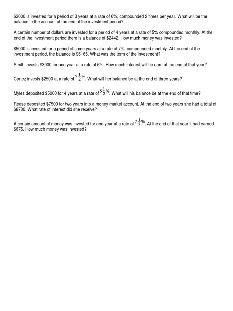 Interest Exercises | PDF | Present Value | Interest