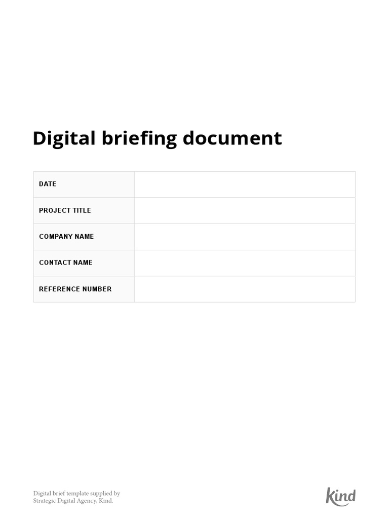 Digital Briefing Document: Digital Brief Template Supplied by Strategic ...