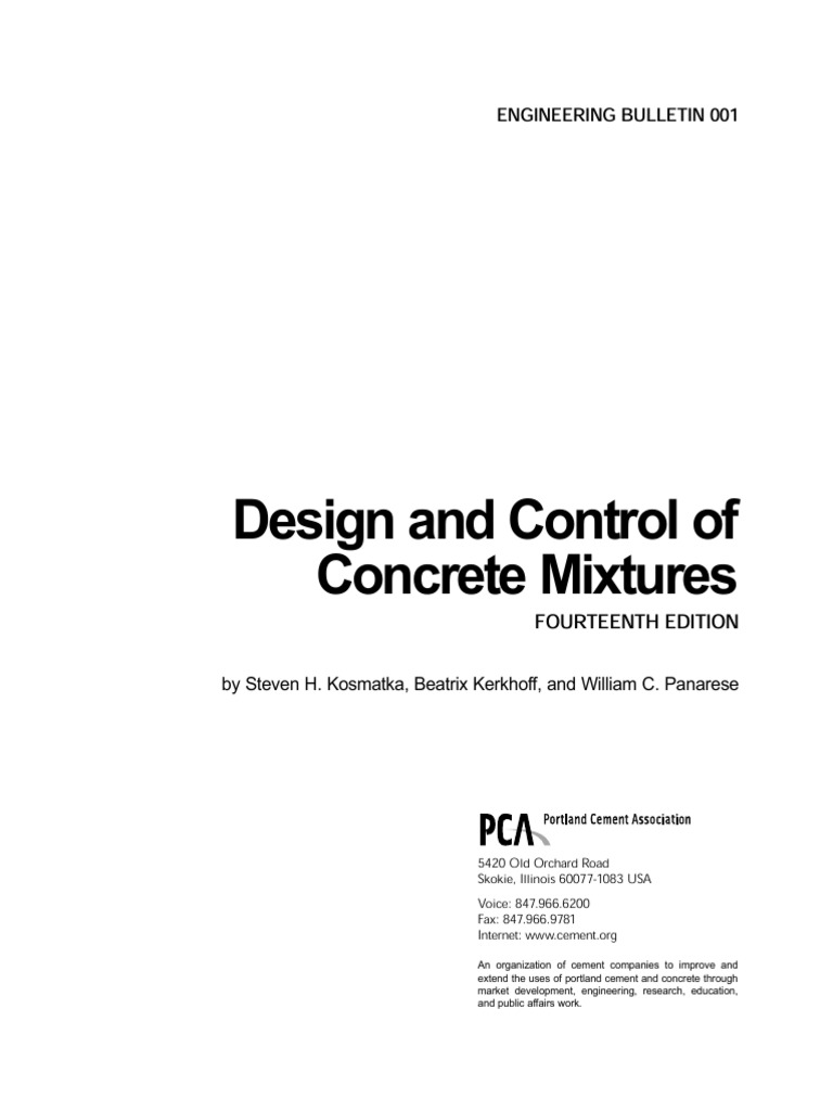 Design and Control of Concrete Mixtures, 14th Ed - PART 1 | PDF