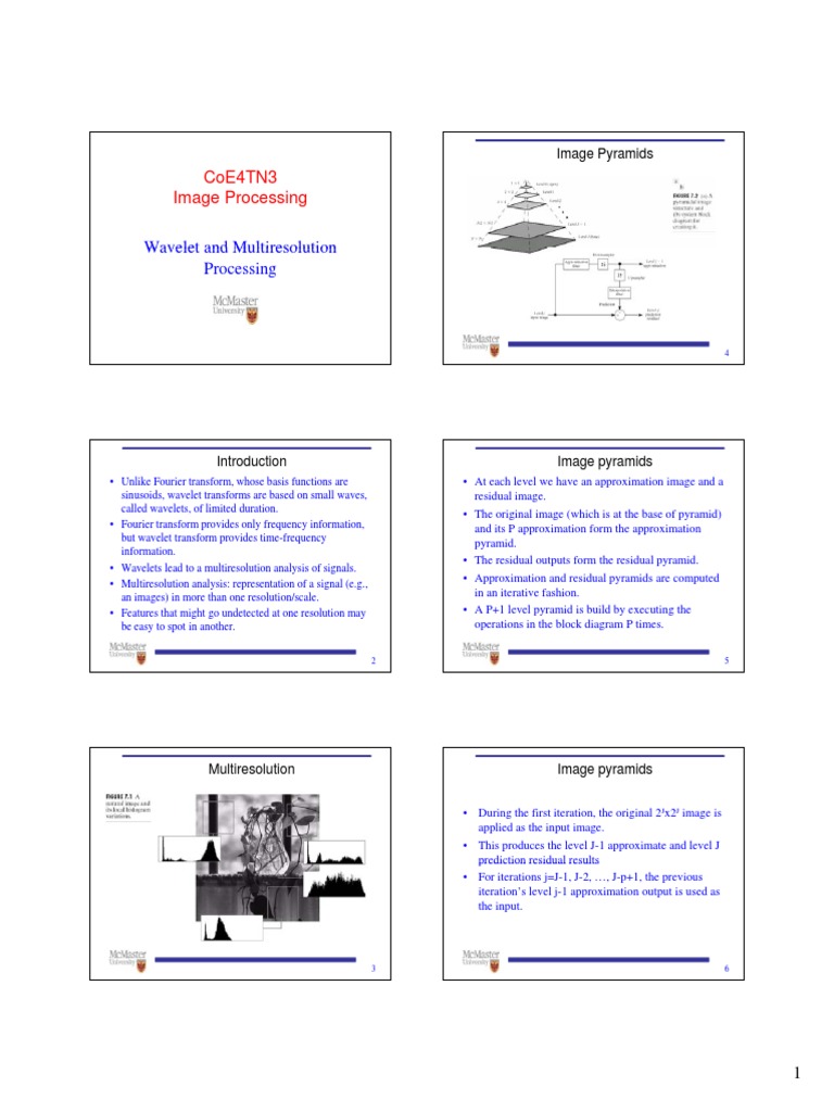 Coe4tn3 Image Processing Wavelet And Multiresolution Wavelet And Multiresolution Processing