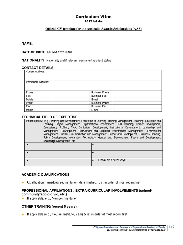 AAS CV | Curriculum | Further Education