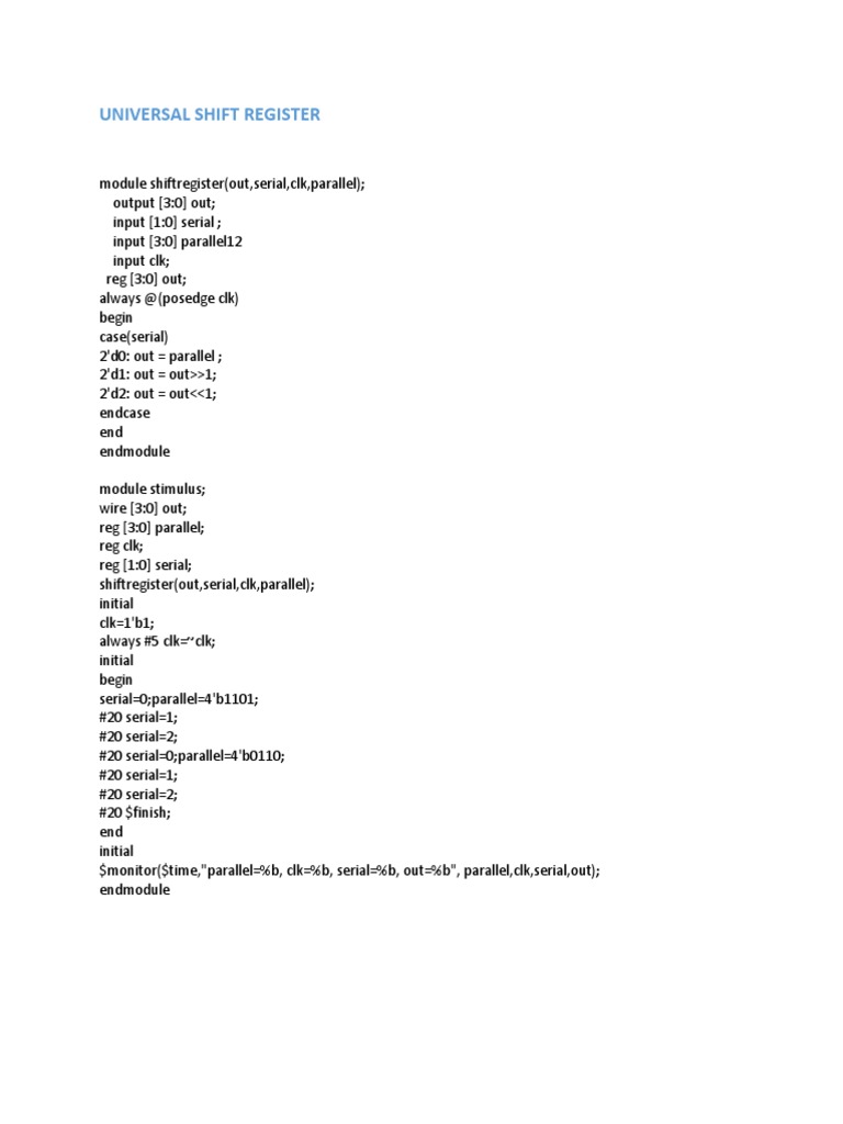 Universal Shift Register | PDF | Electronic Circuits | Computer Architecture
