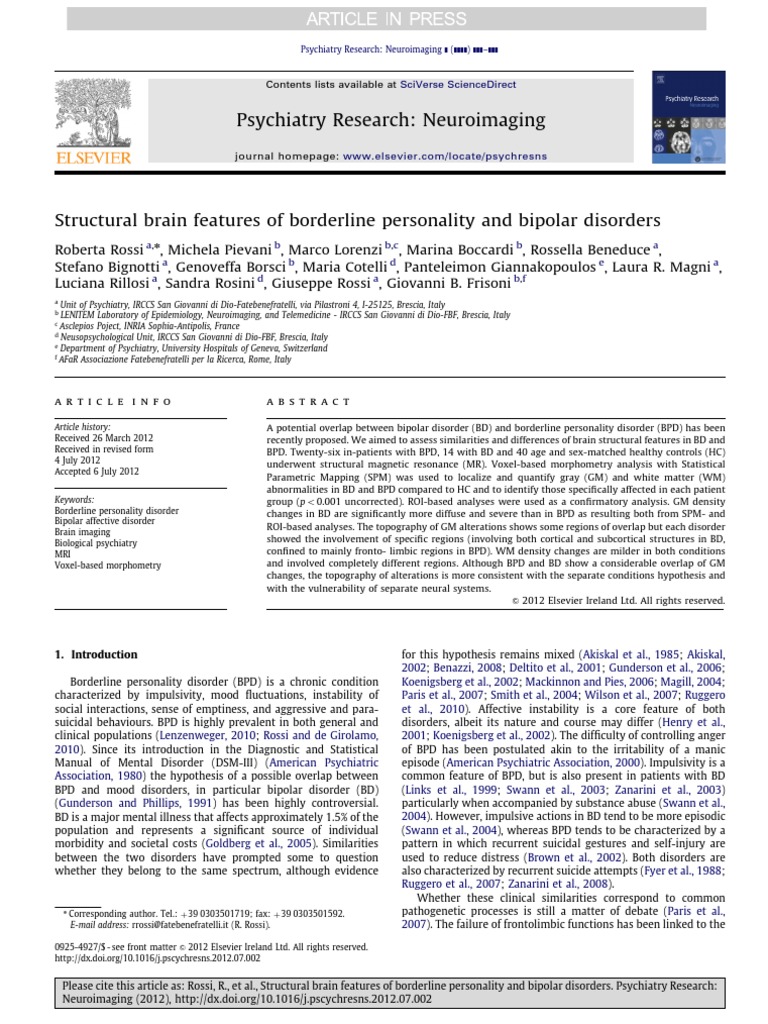 Borderline & Bipolar | PDF | Frontal Lobe | Cingulate Cortex