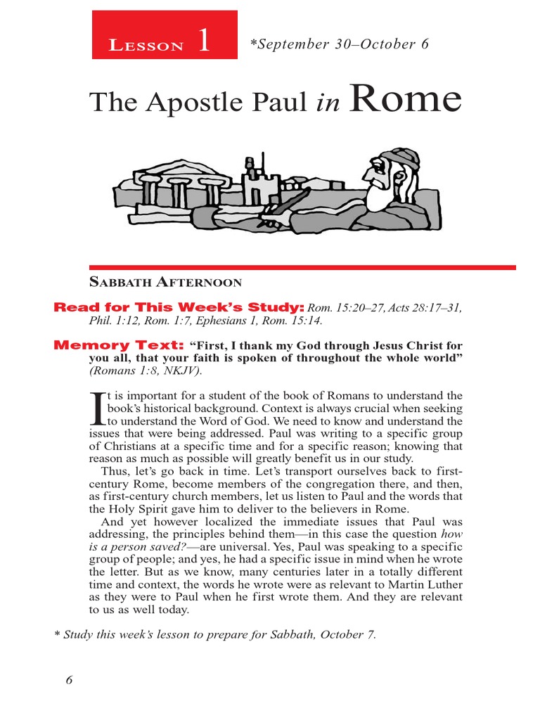 Lesson1 The Apostle Paul in Rome Stan 4qua 2017 | PDF | Epistle To The ...