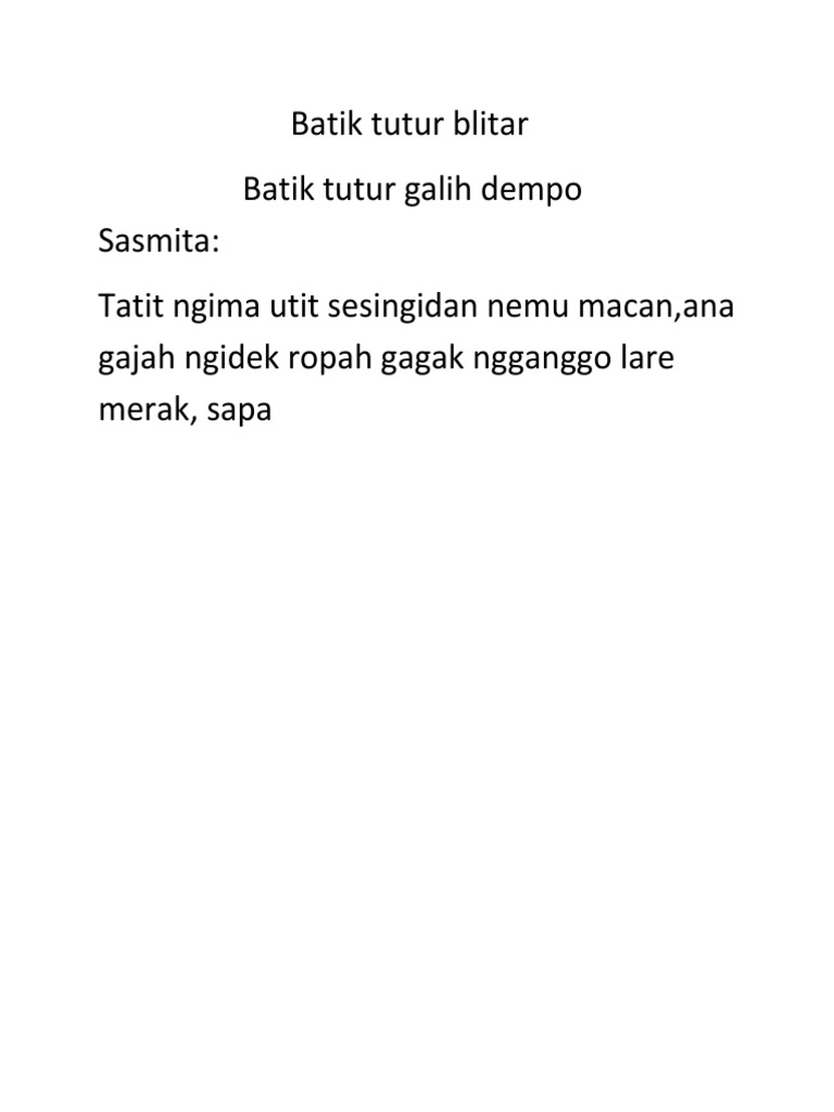 Batik Tutur Blitar: Warisan Budaya | PDF