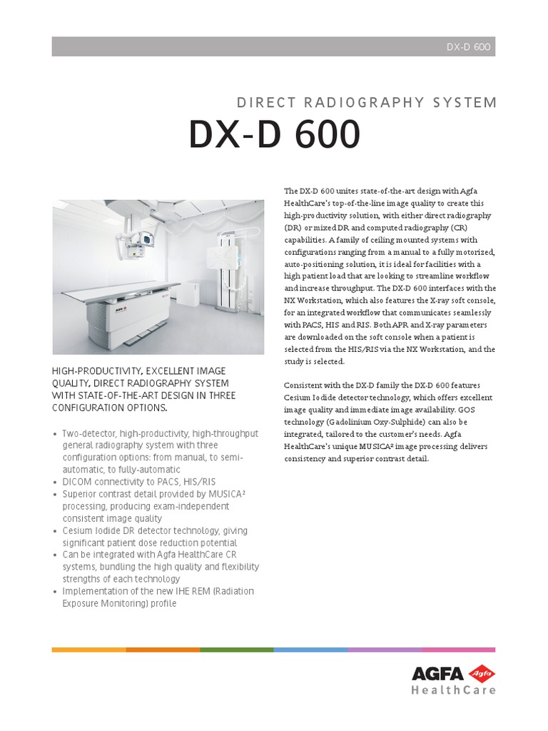 Agfa DX-D 600 Datasheet | PDF | Radiography | X Ray