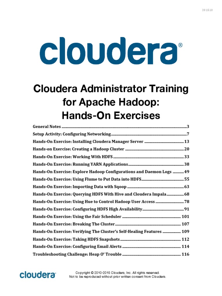 Cloudera Administrator Exercise Instructions PDF | PDF | Apache Hadoop | Virtual Machine