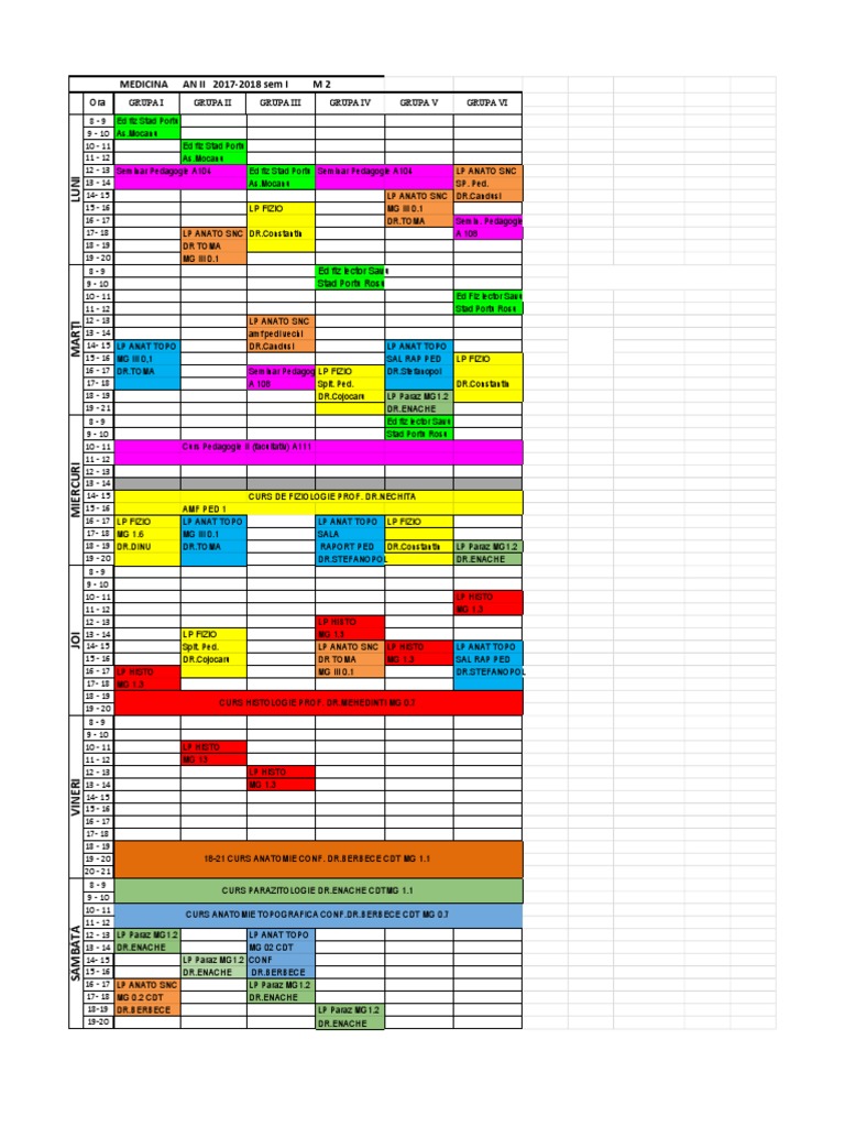 Orar MGII 2017-2018 | PDF