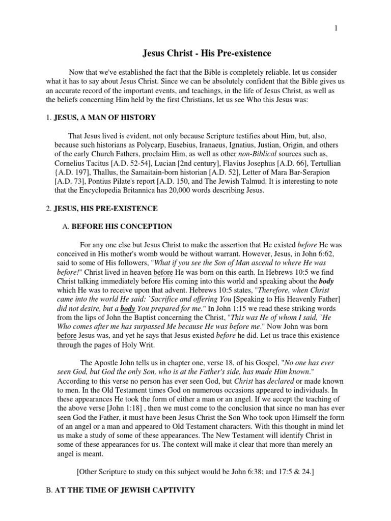 The Pre Existence of Jesus Christ | PDF | Abraham | John The Baptist