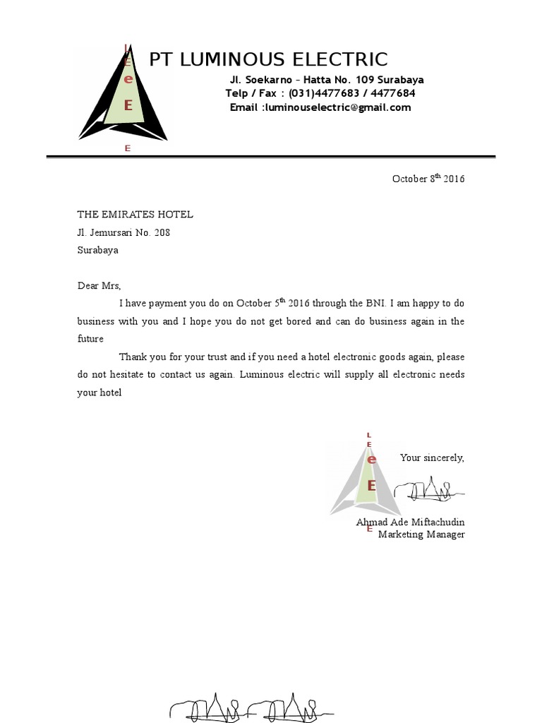 Reply Payment of Letter ADE | PDF