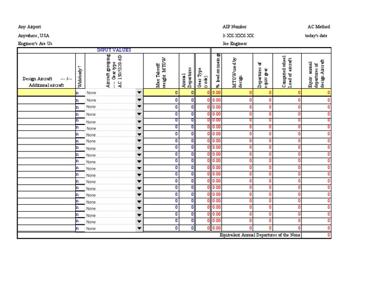 Input Values: Any Airport AIP Number AC Method Anywhere, USA 3-XX-XXX ...