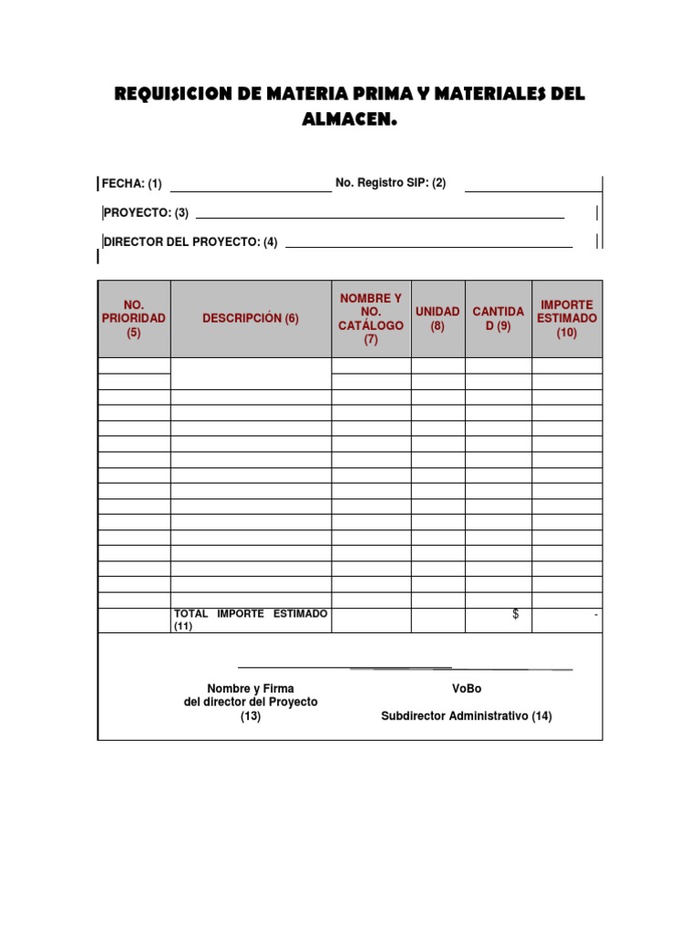 Formato de Requisición de Materiales y Materiales de Almacen. | PDF | Science | Ciencia y Tecnología