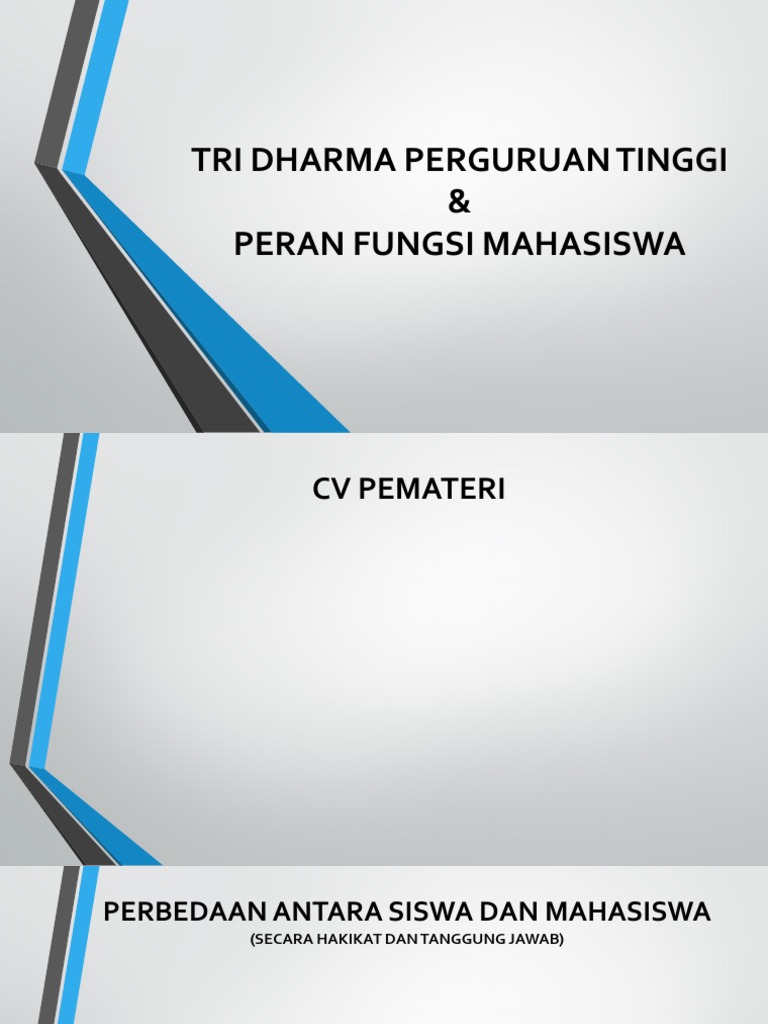 Tri Dharma Perguruan Tinggi & Peran Fungsi Mahasiswa | PDF