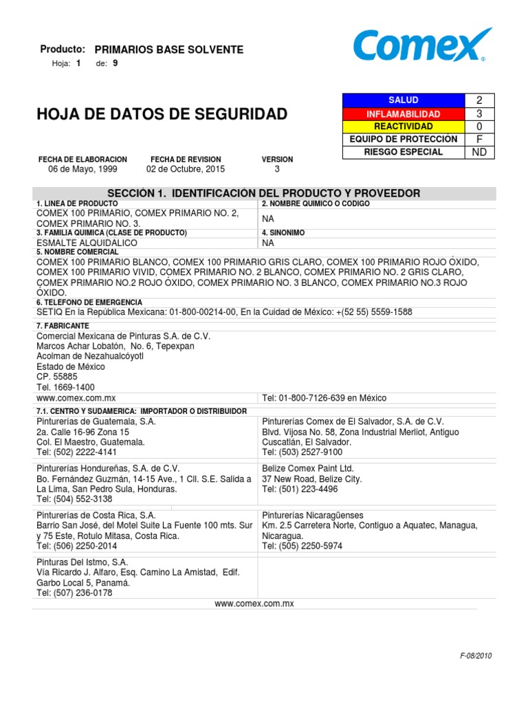Primarios Base Solvente Seguridad Primer